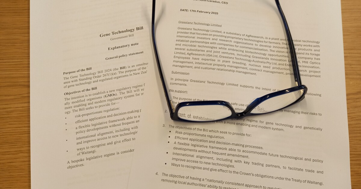 Submission on the Gene Technology Bill - Grasslanz